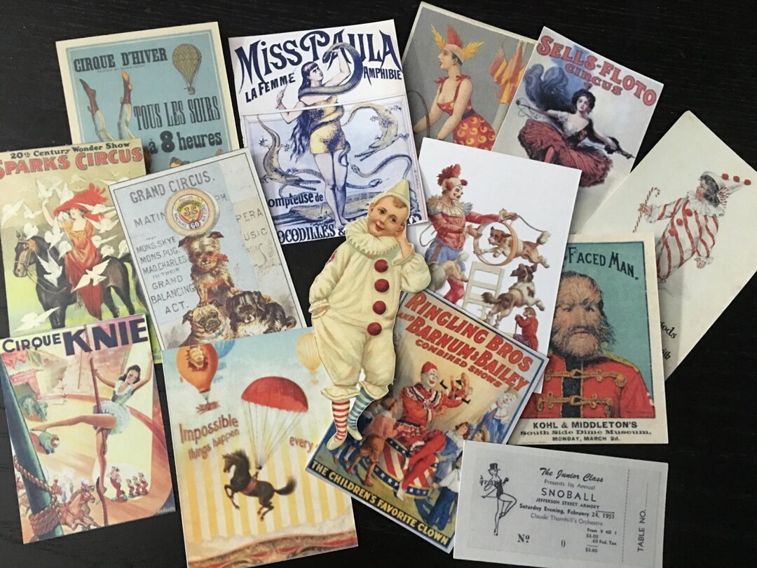 NB35Z -- Lot of 14 Adorable Vintage CIRCUS GREETING CARD Die Cuts for ...