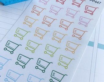 Grocery Shopping Planner Stickers Carts - Etsy