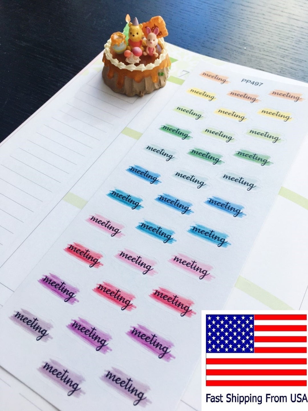 Meeting Planner Stickers: Colorful Brushstrokes for Erin Condren, Plum ...