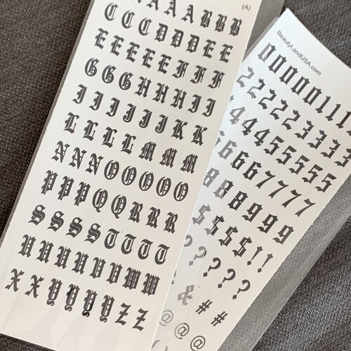 Old English 003 nail Decals - Etsy