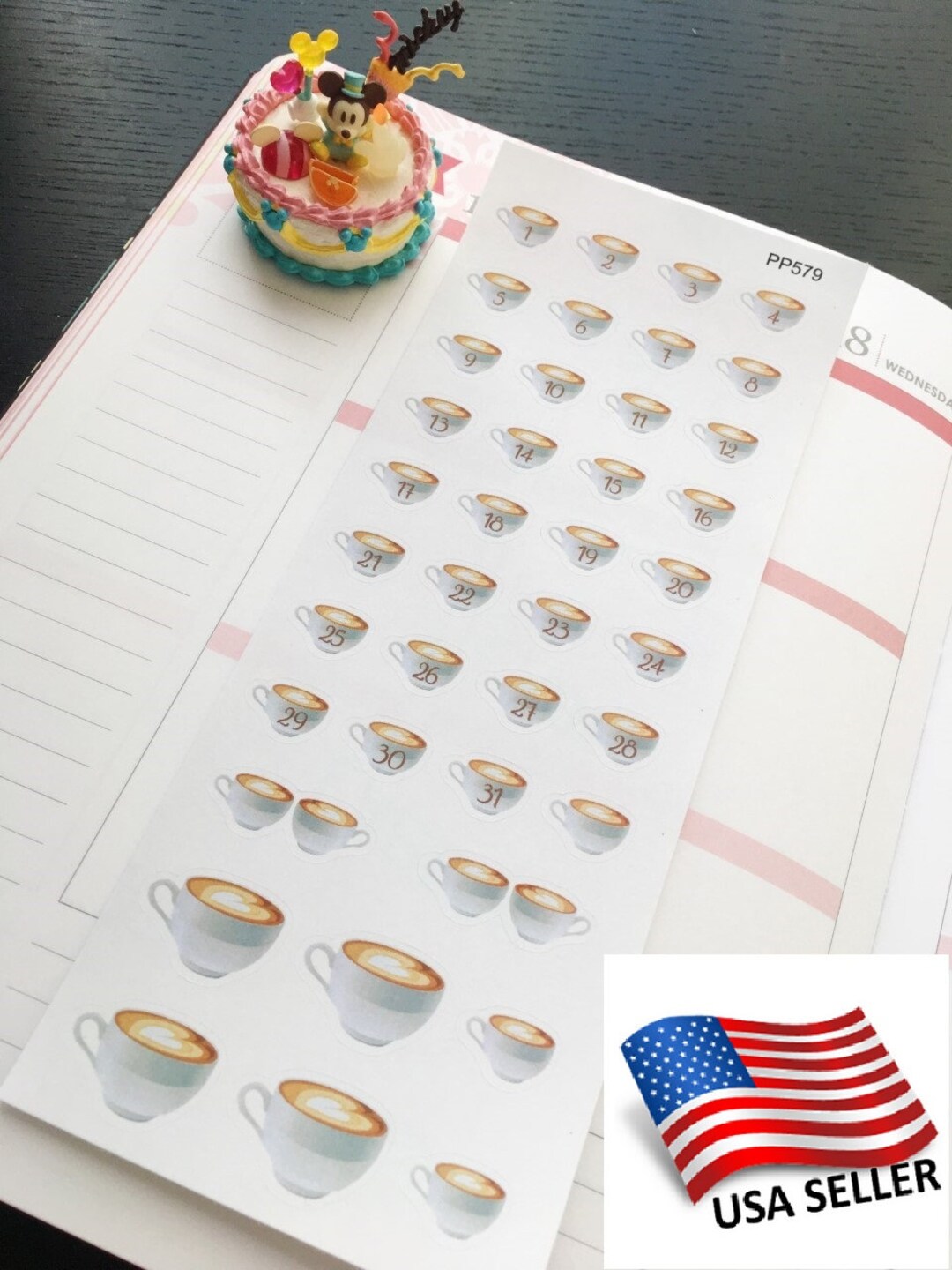 Coffee Cup Planner Stickers: Matte Paper Stickers - Etsy