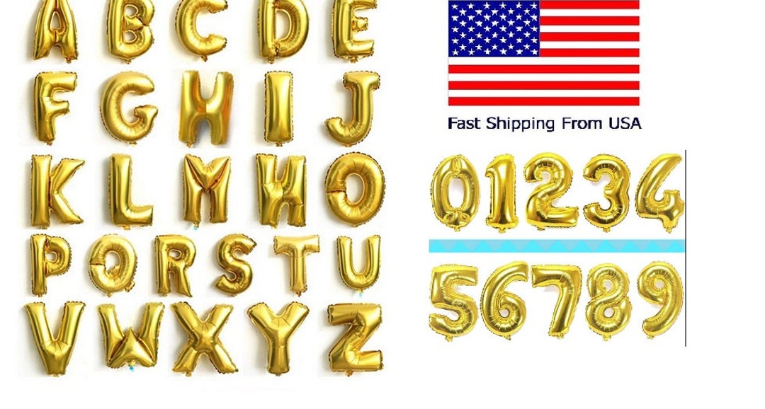 16" Gold Letter/number Foil Balloons - Create Your Phrase Graduation ...