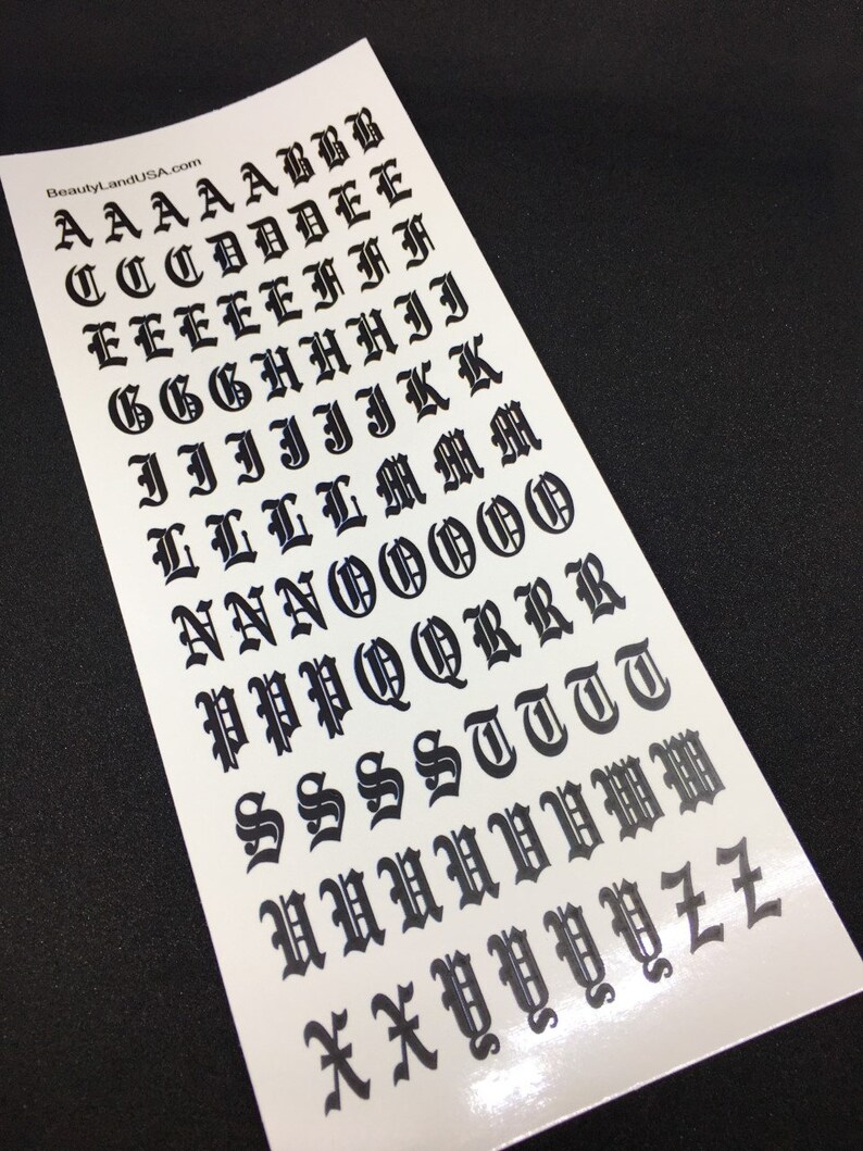 Old English Nail Water Slide Decals Nail Decal for Nail Wraps | Etsy