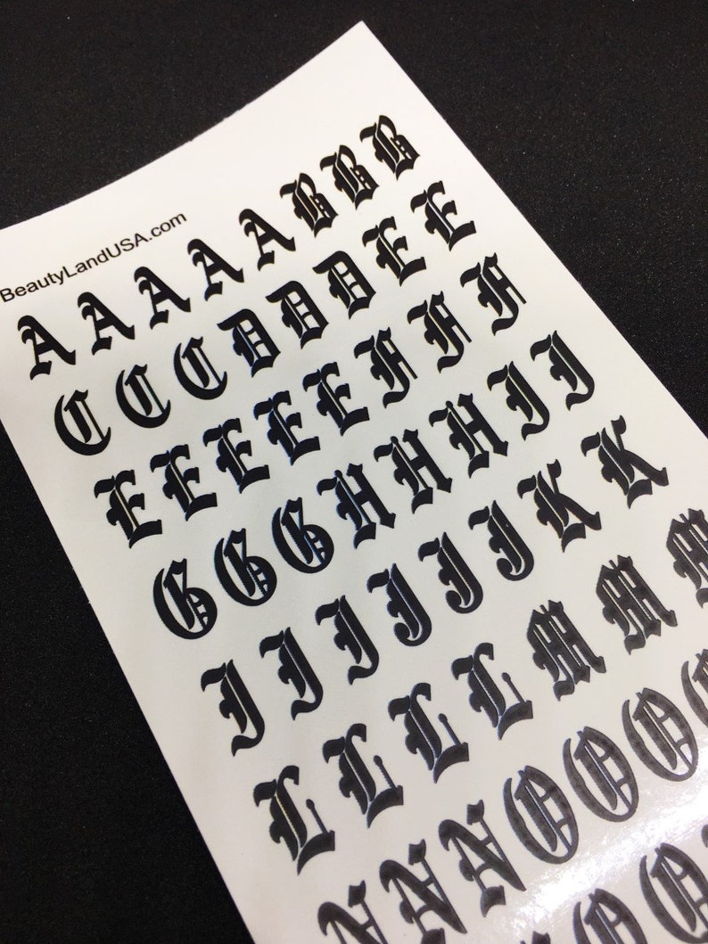 Old English Nail Water Slide Decals Nail Decal for Nail Wraps | Etsy