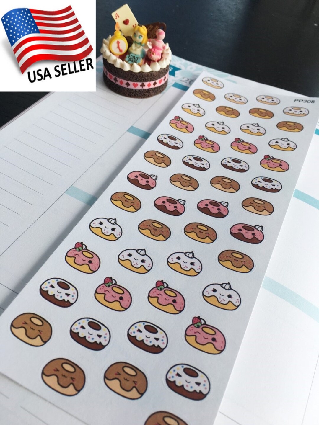 S-308 -- Kawaii Donuts, Cake, Dissert, Sweet: Planner Stickers ...