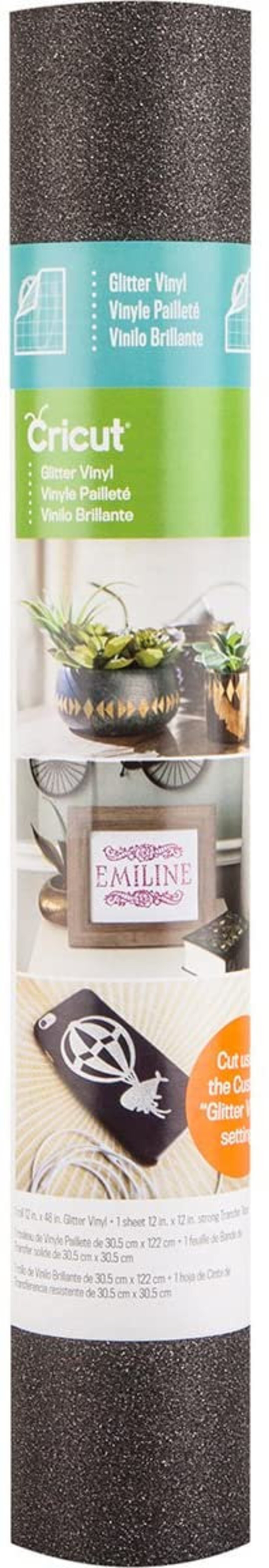 Cricut Glitter Vinyl Black Permanent Adhesive Vinyl for Cricut ...