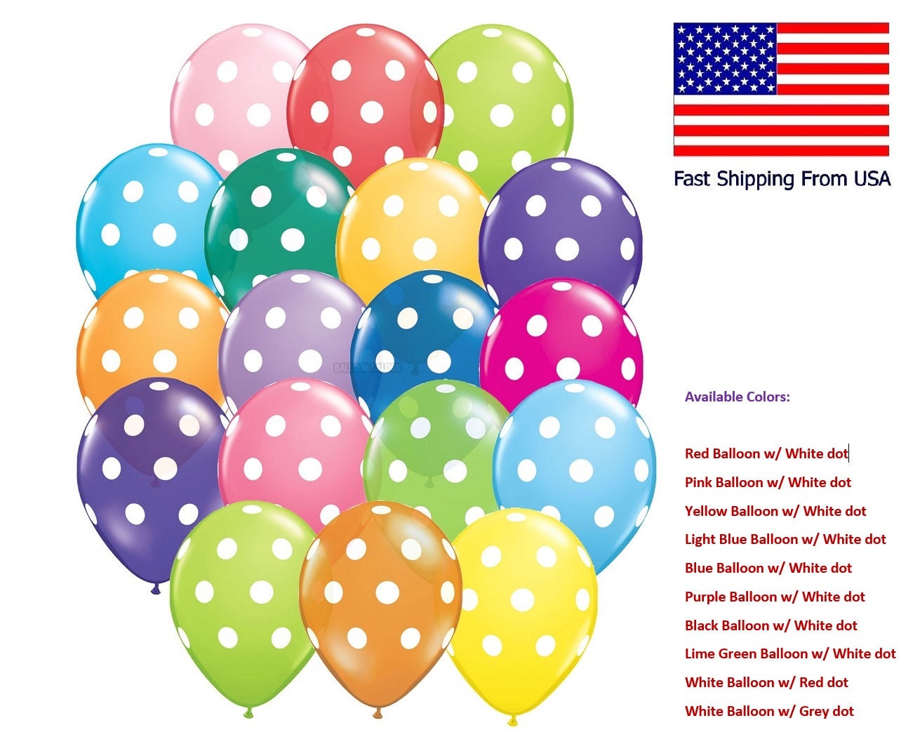 10 Polka Dot Latex Balloons:birthday Balloonsgraduation - Etsy