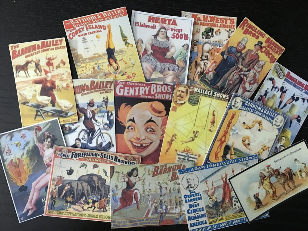 NB35Y -- Lot of 17 Adorable Vintage CIRCUS GREETING CARD Die Cuts for ...