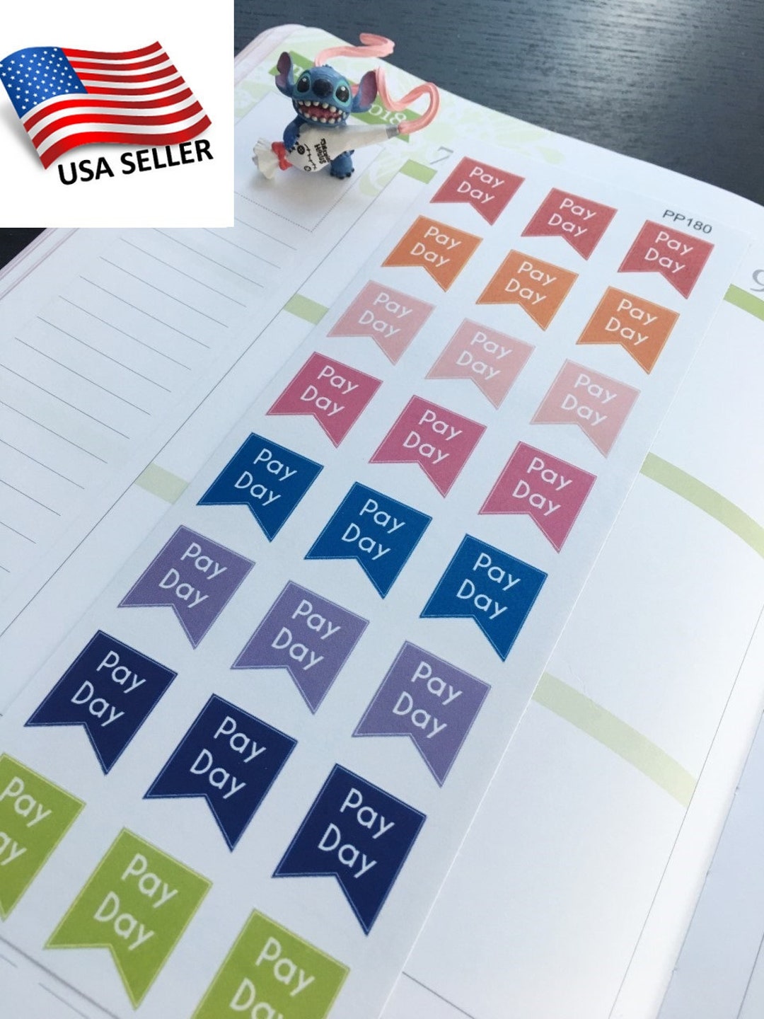 Pay Day Planner Stickers: Colorful Flags for Erin Condren - Etsy
