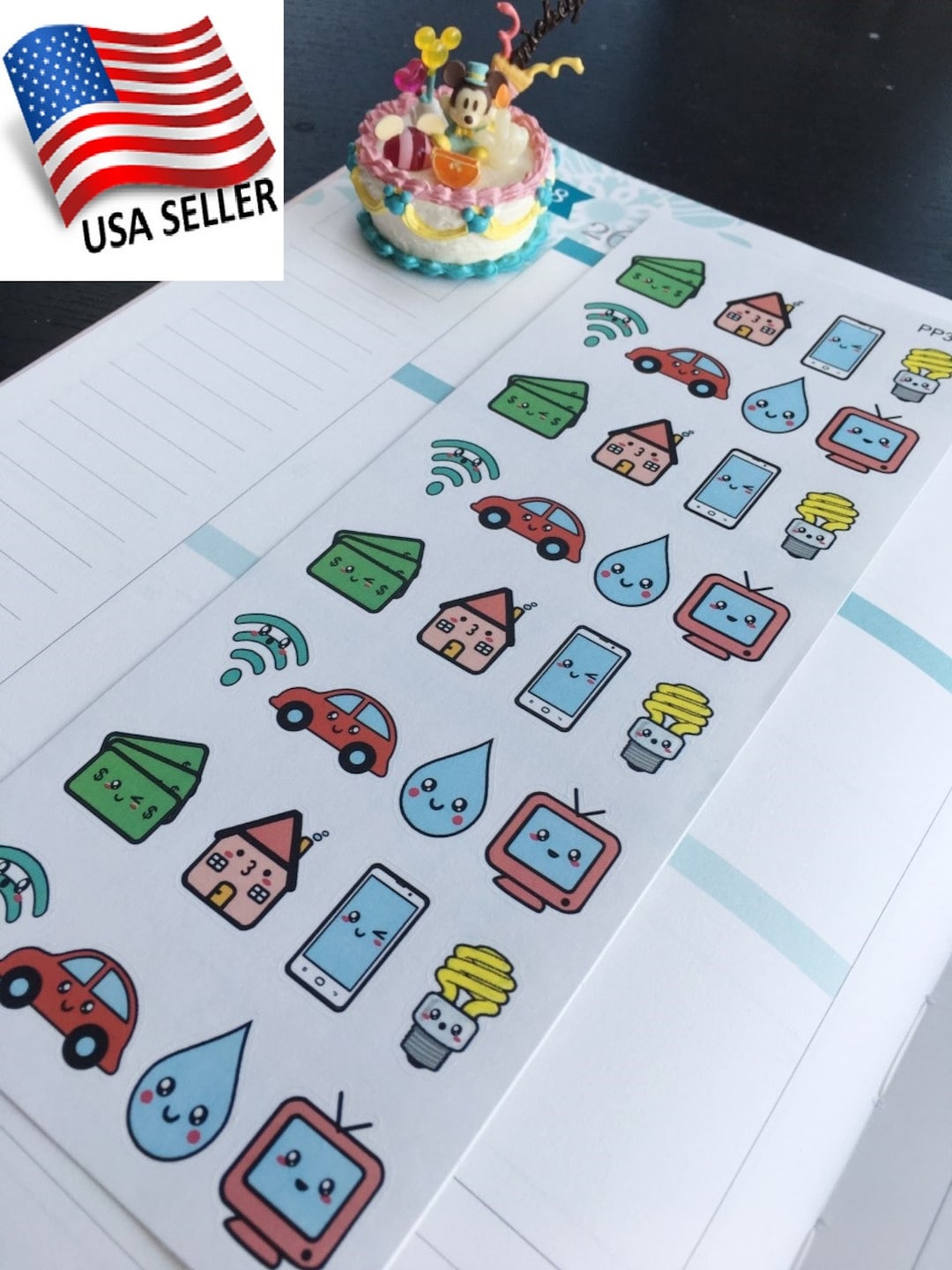 Kawaii Bill Payment Planner Stickers: Erin Condren, Limelife, Plum ...