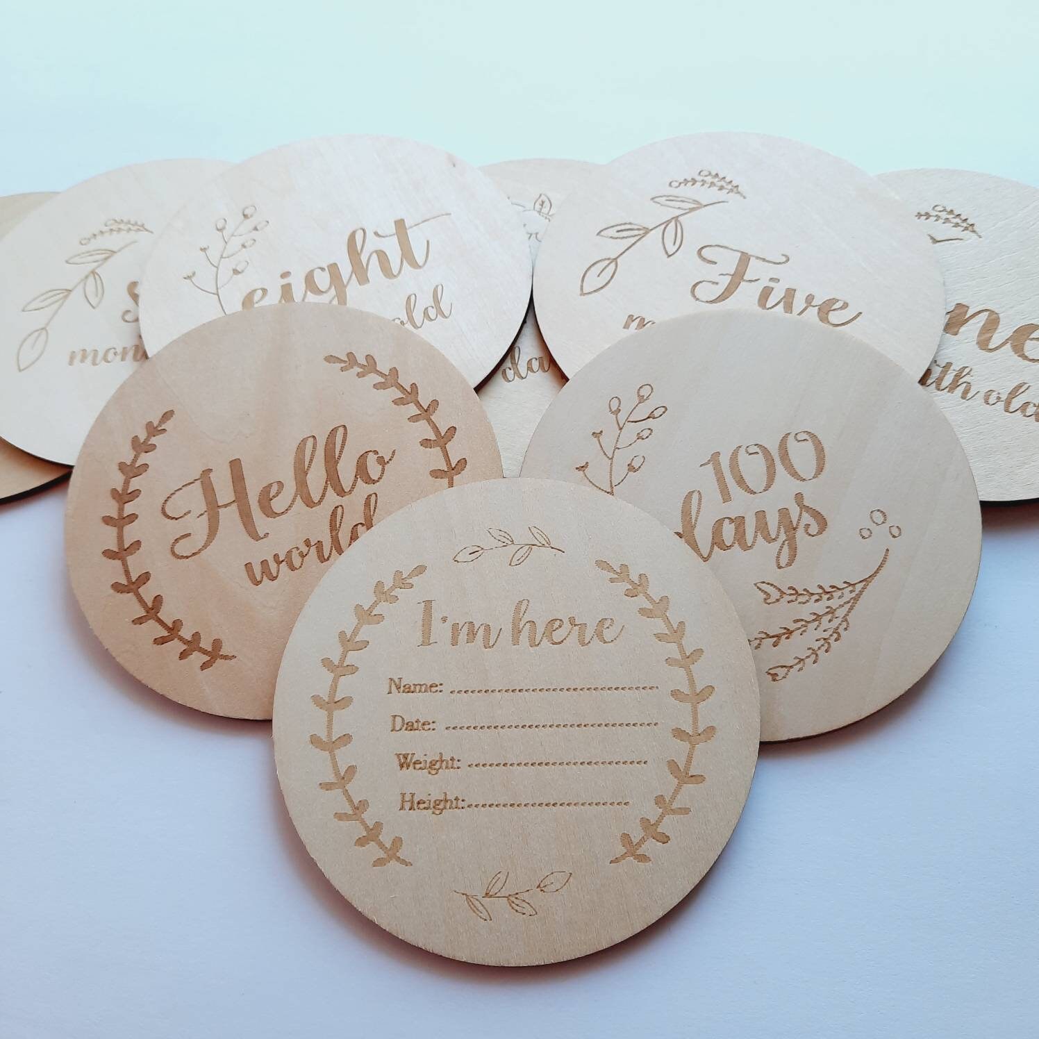 16pcs Baby Rustic Wood Month Milestones, Botanical Theme 1-12 Month ...
