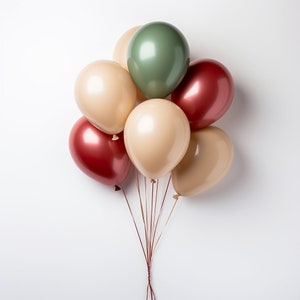 Retro Sand Willow Green Cranberry Red Balloons Bouquet Christmas Decor ...