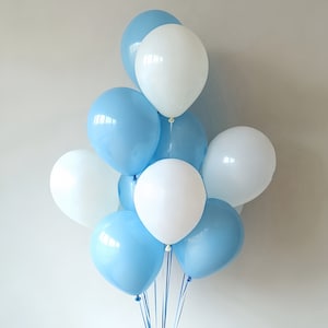 Baby Blue White Balloons, Balloon Bouquet, Elegant Party Decor, Baby ...
