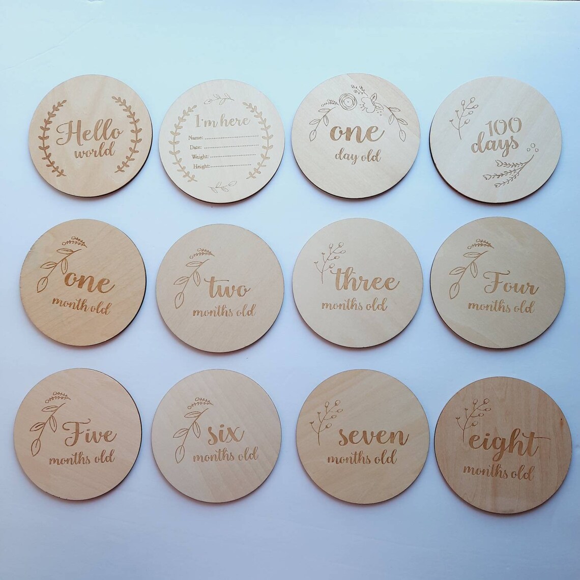 16pcs Baby Rustic Wood Month Milestones Botanical Theme 1-12 - Etsy