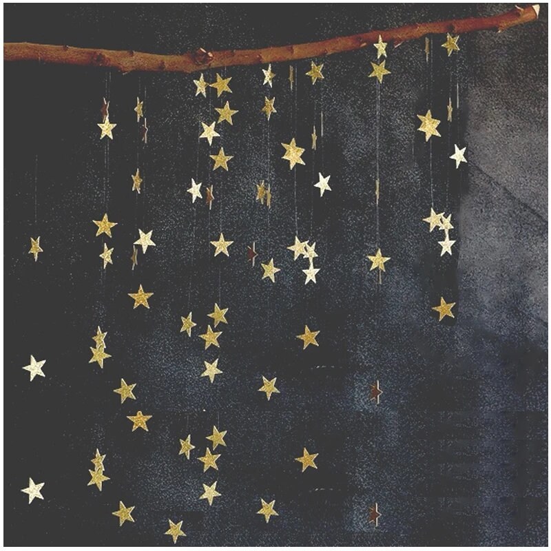 Gold Paper Garland, Star Garland, Star String Banners, Wedding Banner ...