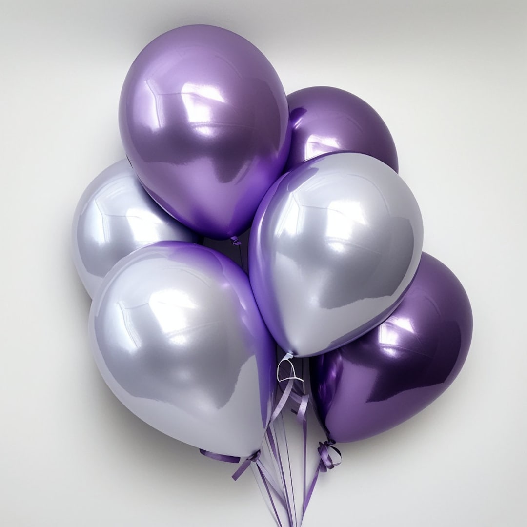 Purple Chorme Silver Balloon Bouquet Birthday Purple Party Decorations ...