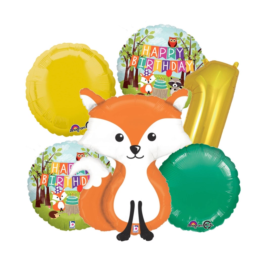 36" Woodland Fox Balloons Bouquet| Forest Party Decoration| 1st ...
