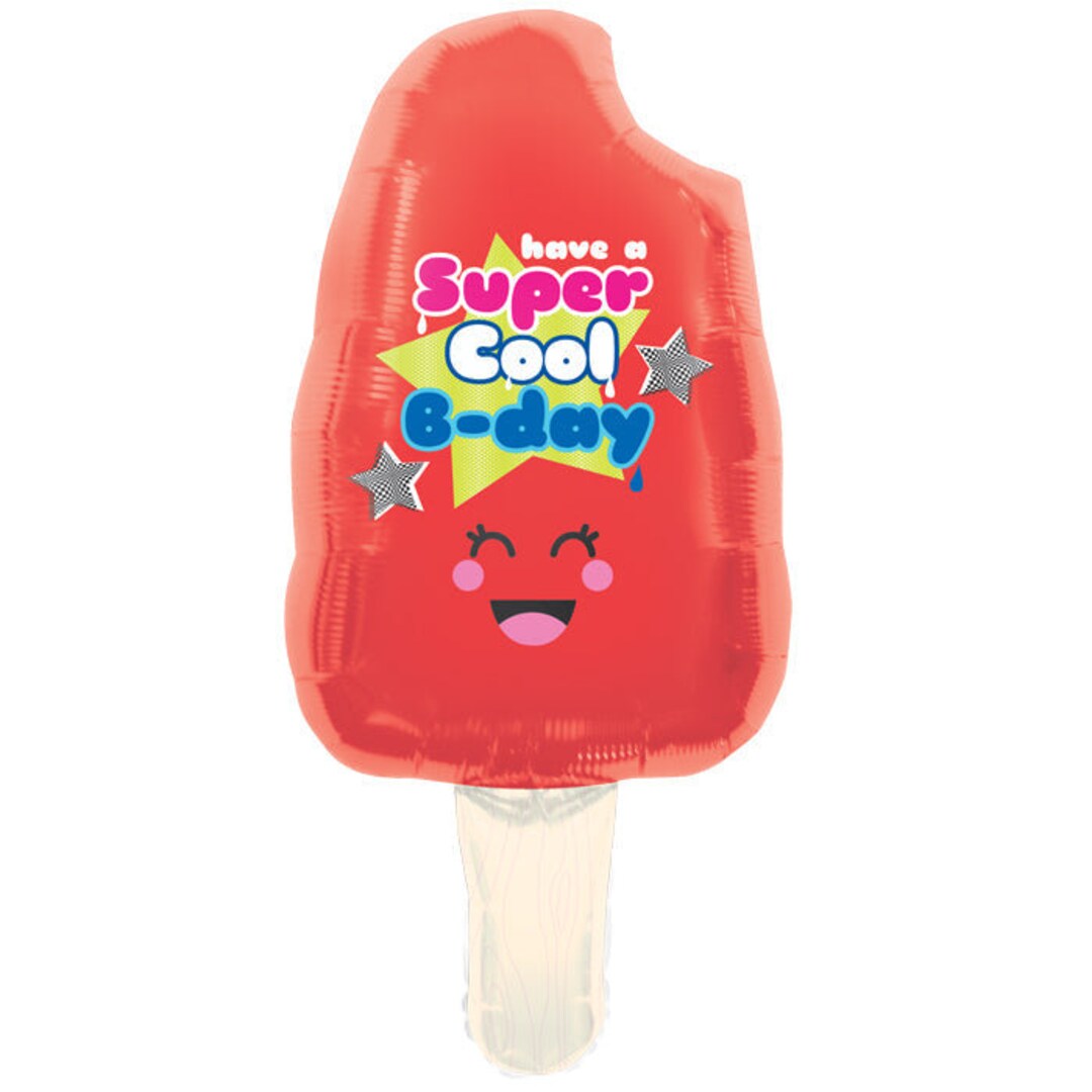 35" Popsicle Birthday Balloon, Super Cool B-day Foil Balloon, Ice Cream ...