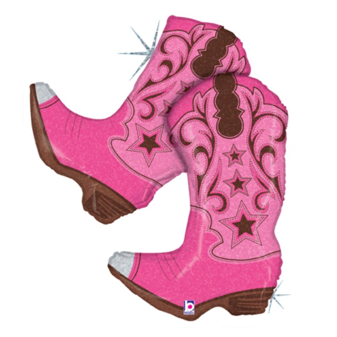 Jumbo Pink Dancing Boots Balloons Holographic Western Boots Balloons ...