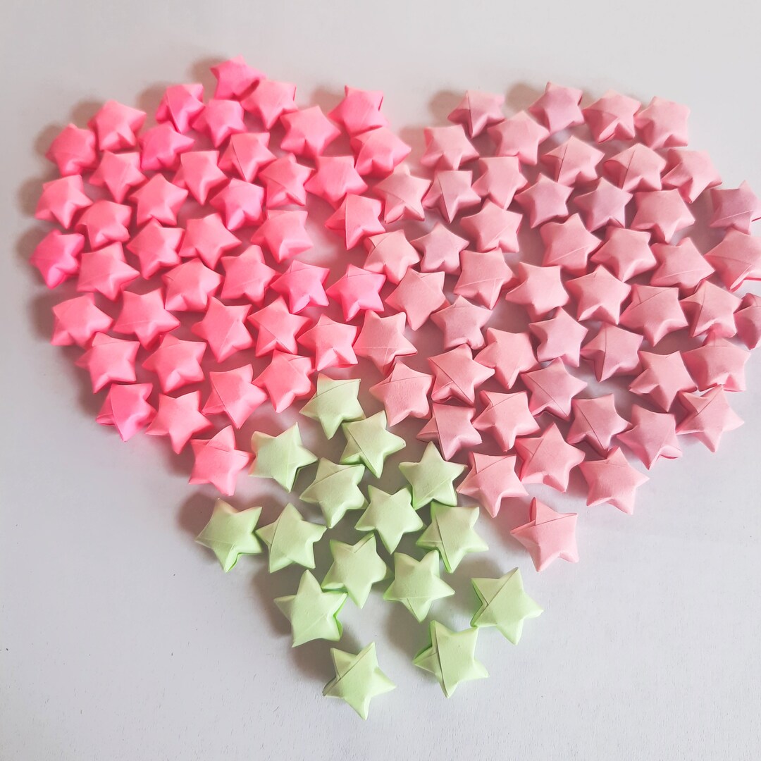 200pcs Pink Green Paper Star Origami Paper Stars Princesses Party ...