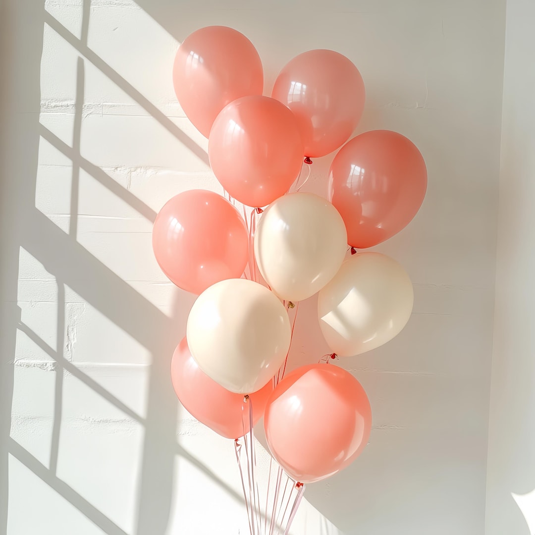 Coral and White Latex Balloon Bouquet,peach Coral Party Balloons ...