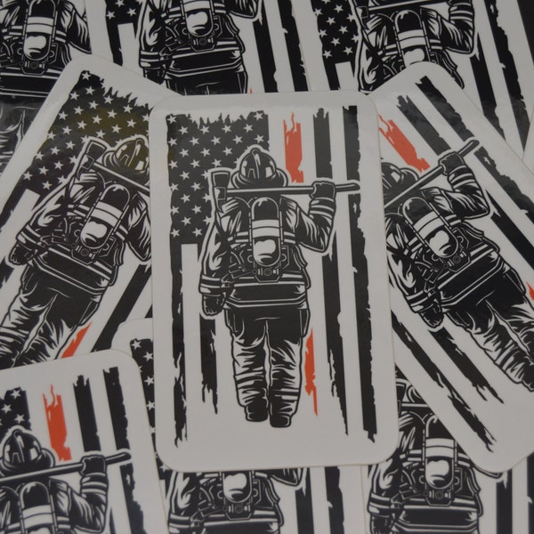 Firefighter Flag Sticker - Etsy