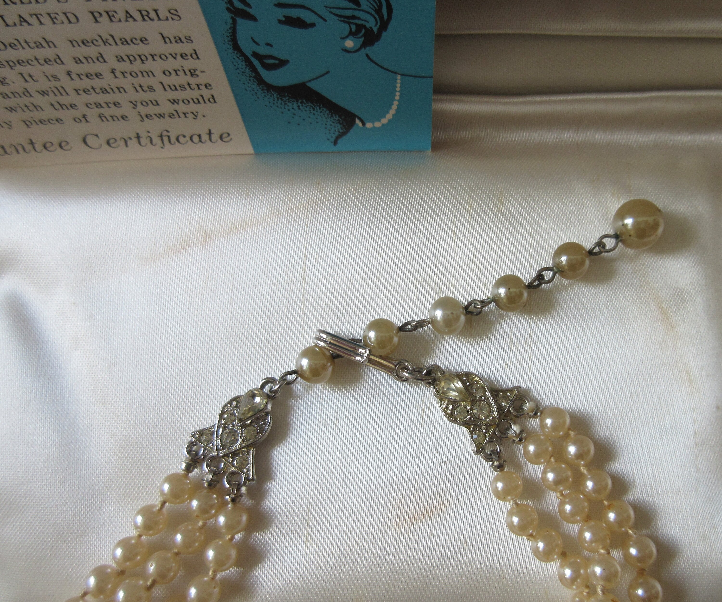 Vintage Deltah Faux Pearls Triple Strand Knotted Necklace With - Etsy