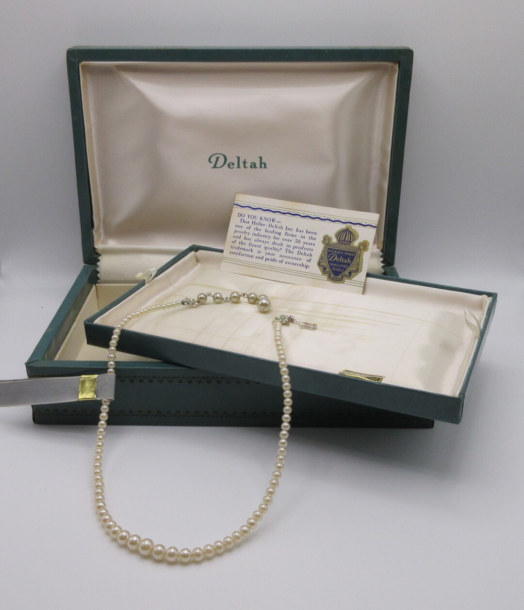 Vintage Deltah Faux Pearls Single Strand Necklace in Jewelry Box - Etsy