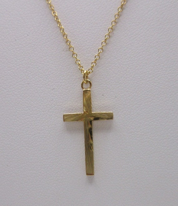 Unique Vintage Cross Necklace Marked 1/20 12K on Ster… - Gem