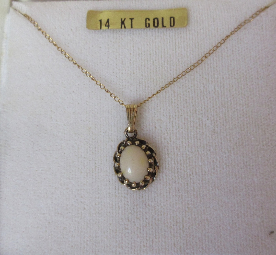 Vintage Signed Caco and Marked 14K Pervian Pink Opal Necklace - Etsy