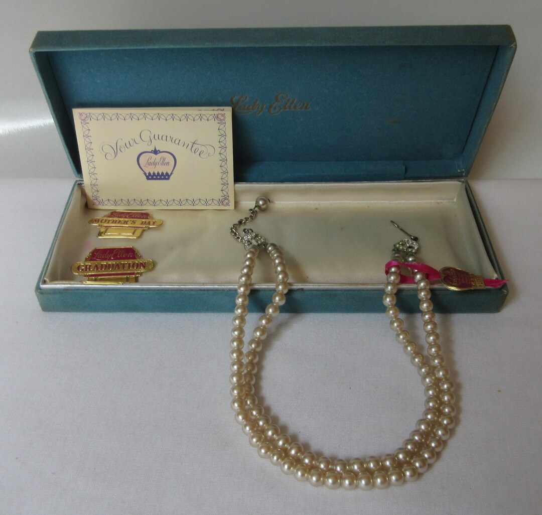 Vintage Lady Ellen Double Strand Faux Pearls With Adjustable Length and ...