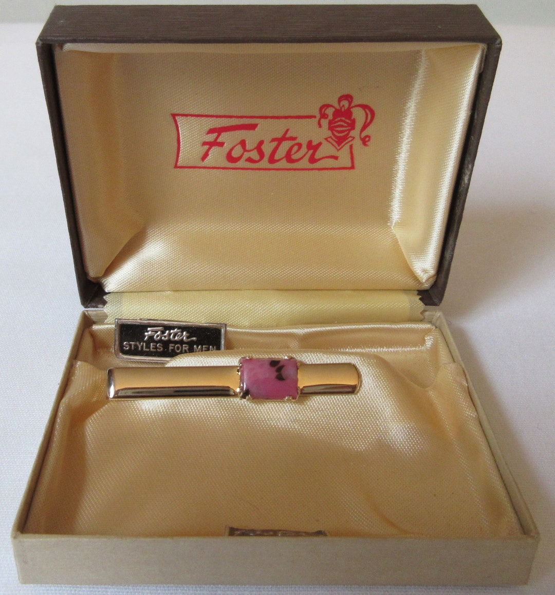 Vintage Signed Foster Tie Bar With Accent Stone - Etsy