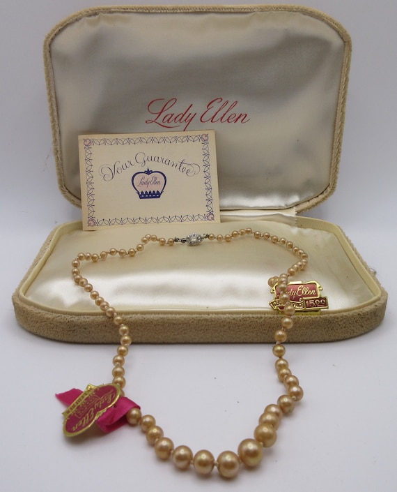 Vintage signed Lady Ellen Faux Pearls Single Strand K… - Gem