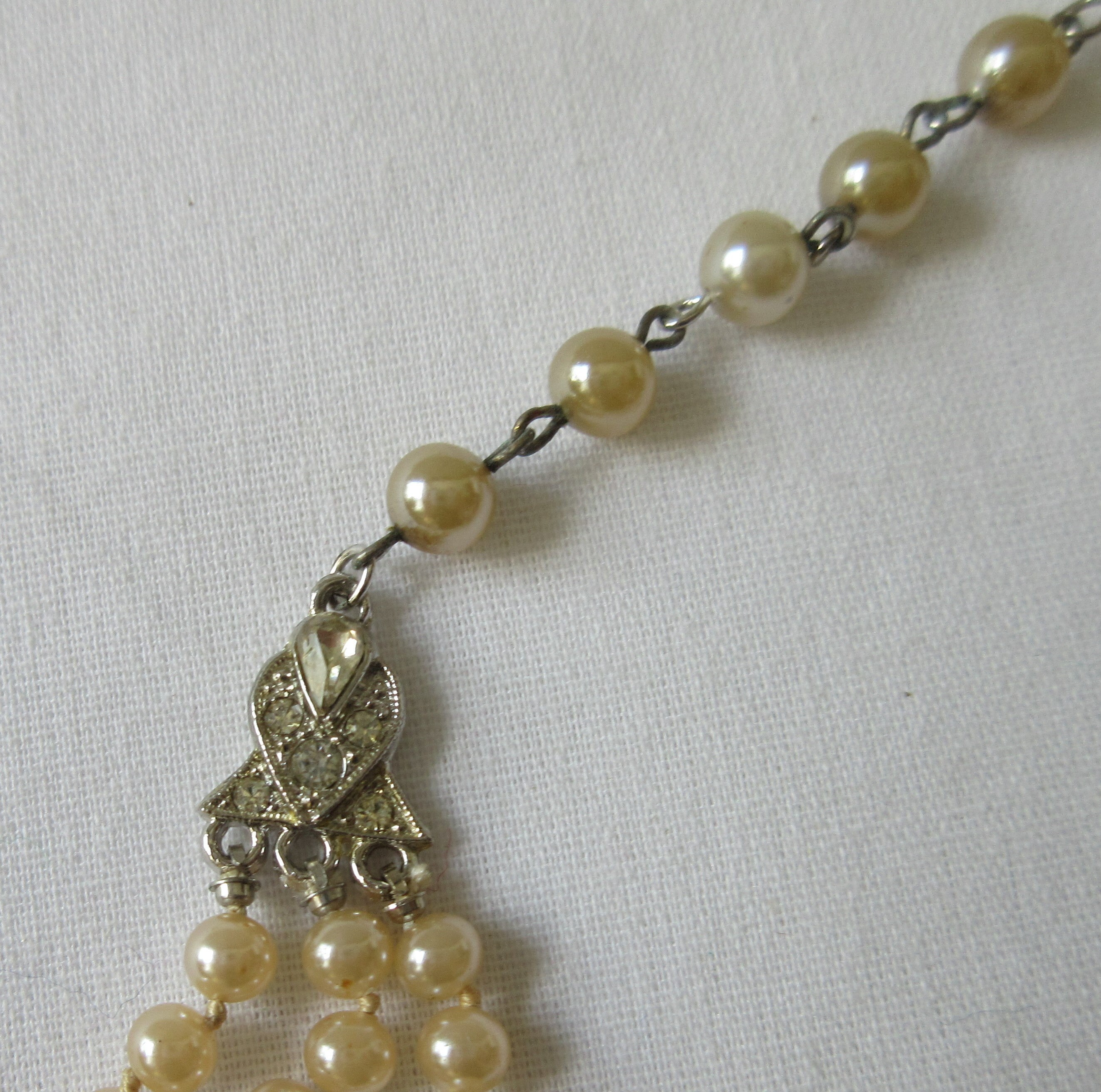 Vintage Deltah Faux Pearls Triple Strand Knotted Necklace With - Etsy