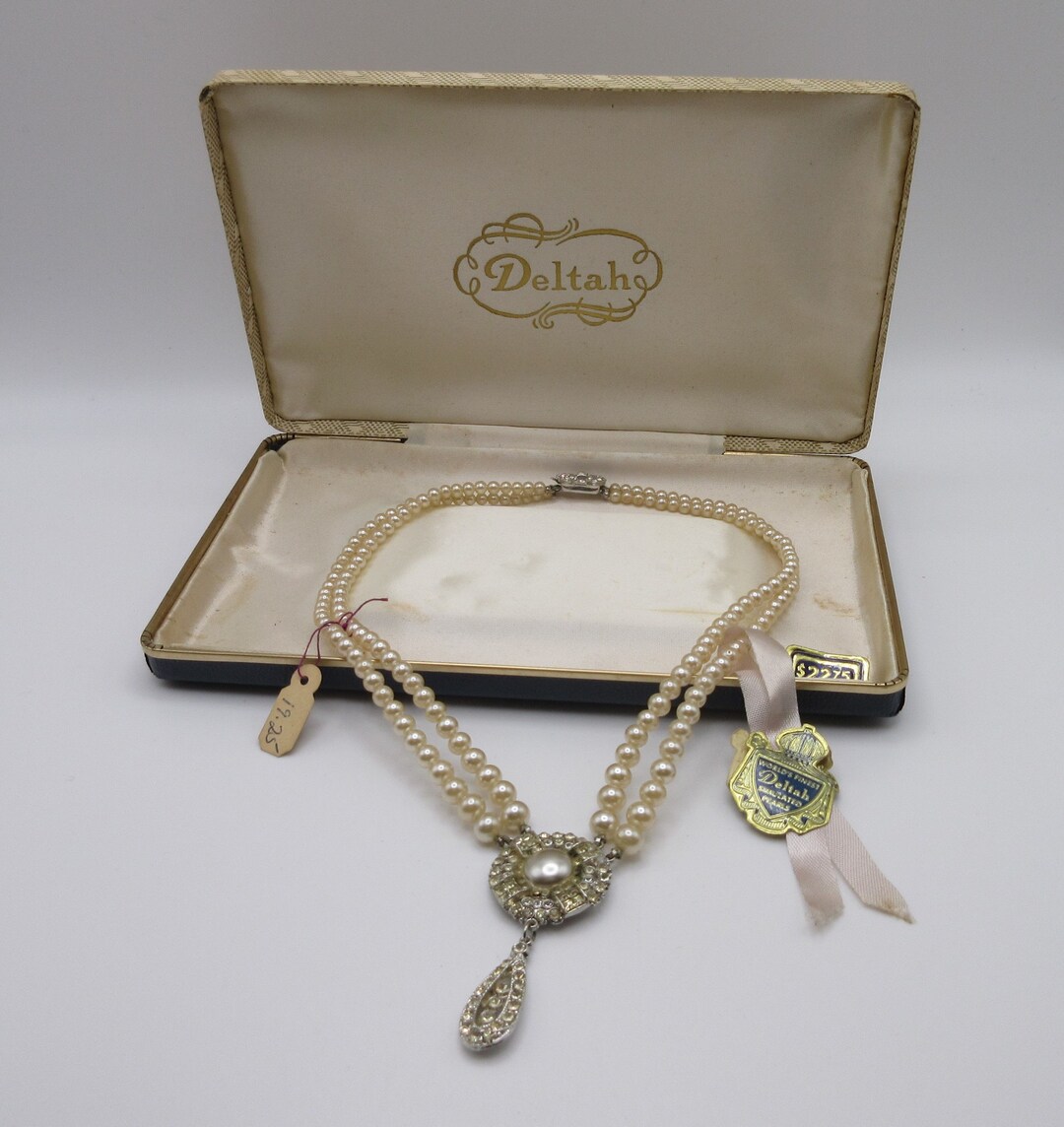 Vintage Deltah Faux Pearl Double Strand Necklace - Etsy