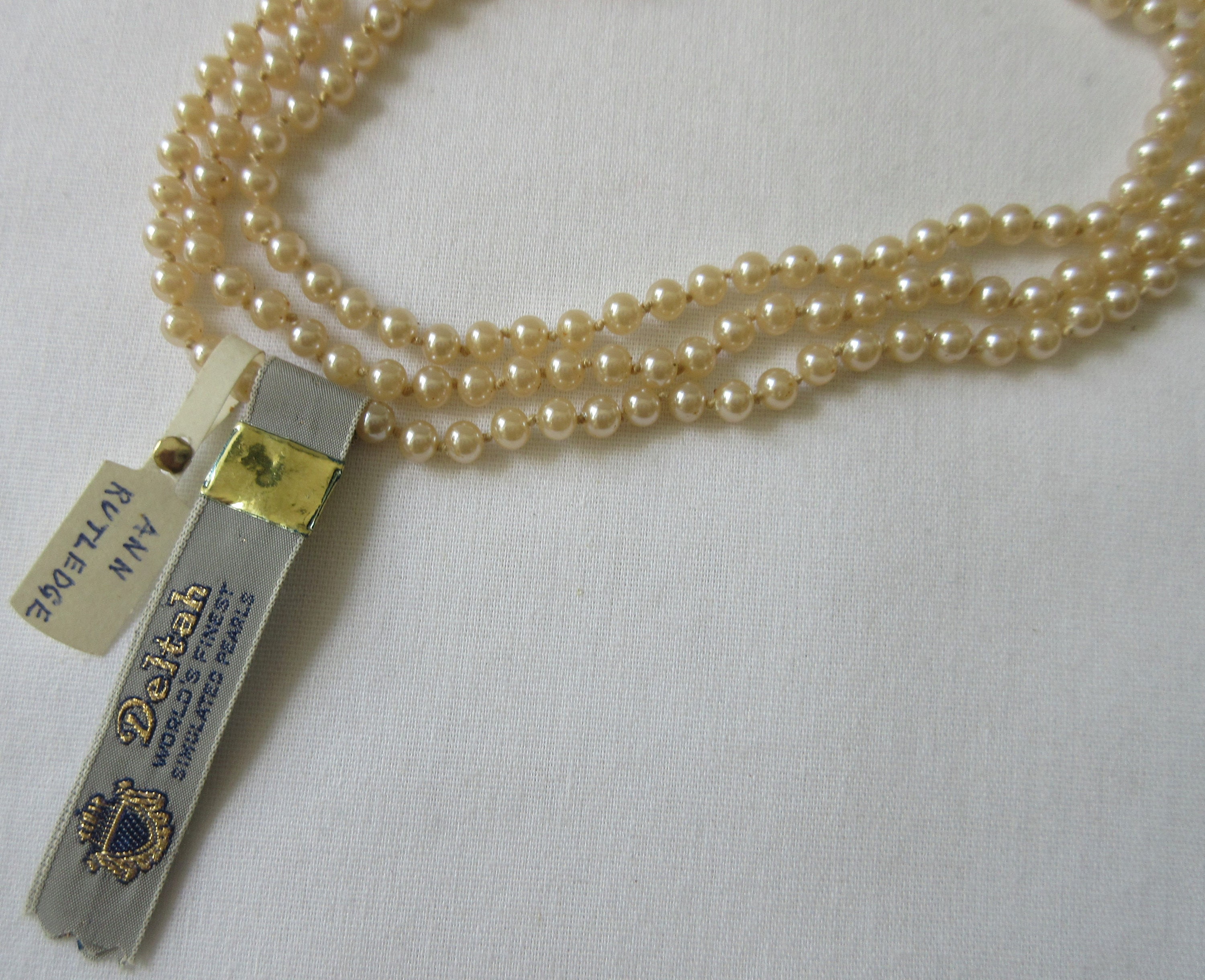 Vintage Deltah Faux Pearls Triple Strand Knotted Necklace With - Etsy