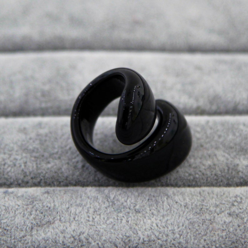 Black Ring Handmade Spiral - Murano Glass - Etsy