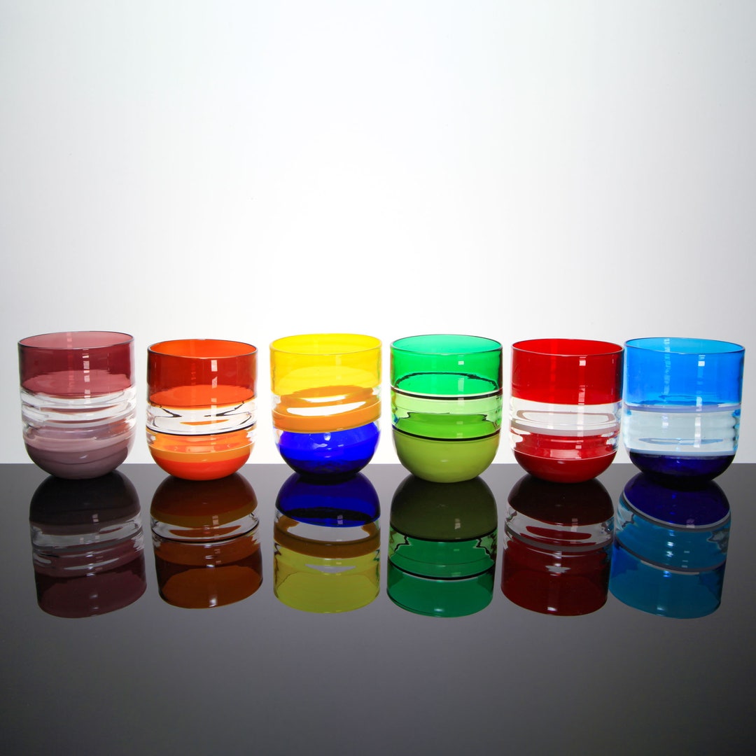 Six Glasses Set - Murano Glass - Etsy