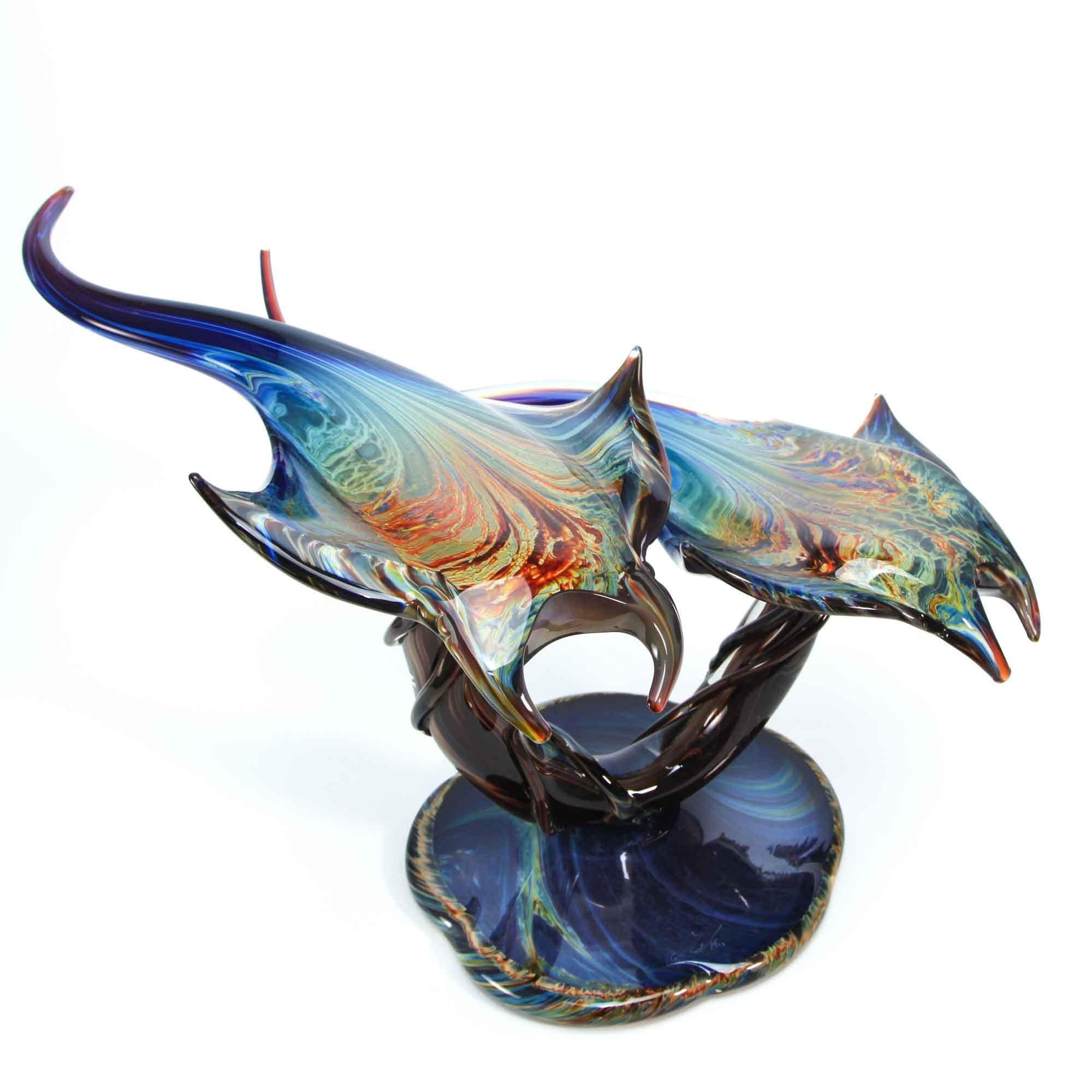 Murano Glass Manta Ray Sculpture: Chalcedony Technique, Coastal Decor ...