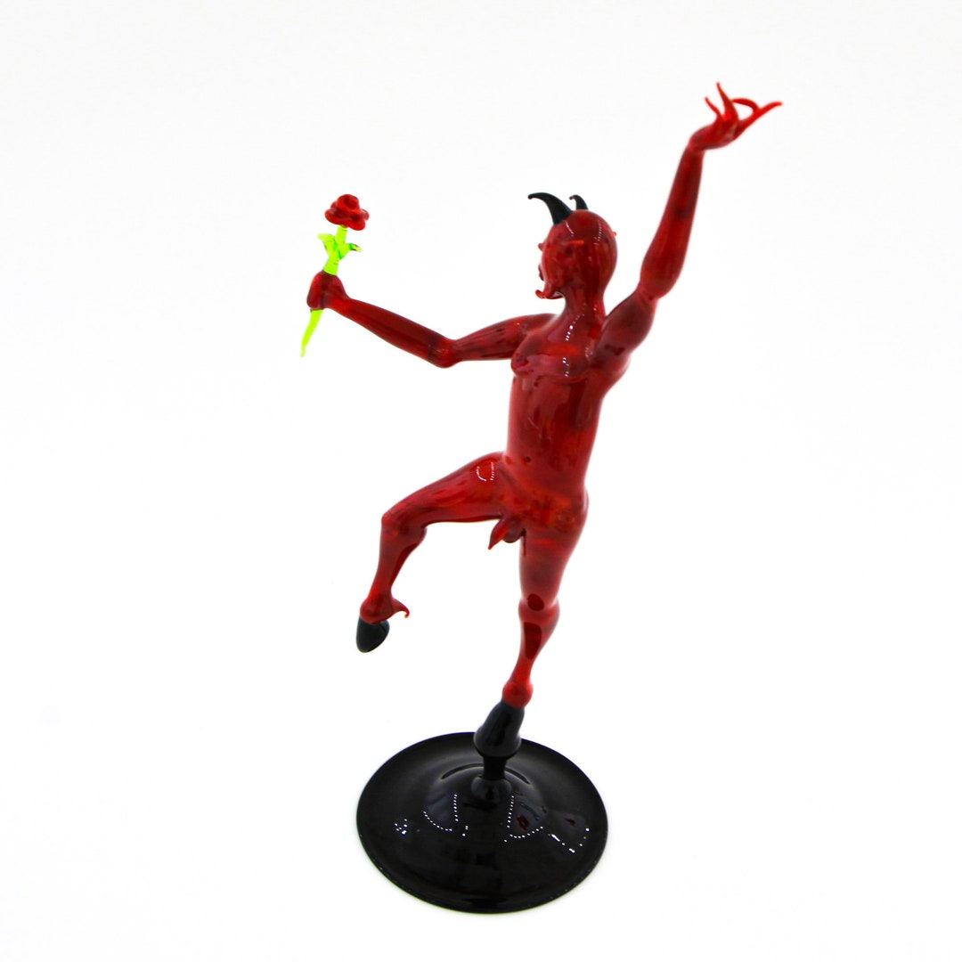 Red Devil With Red Rose Big Size - Murano Glass - Etsy