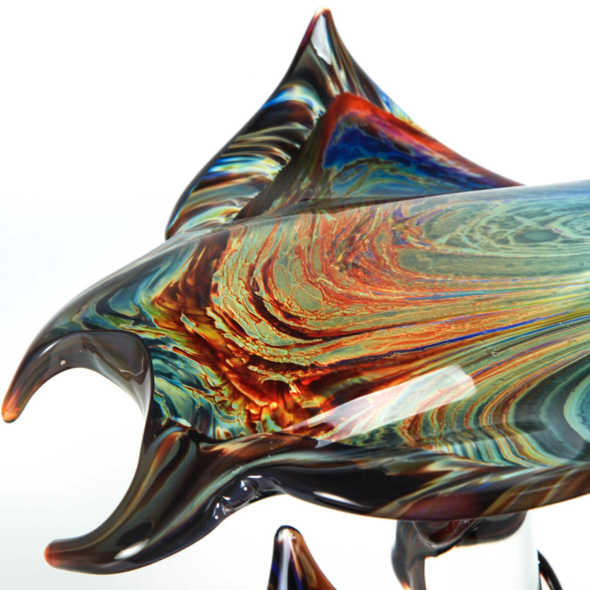 Murano Glass Manta Ray Sculpture: Chalcedony Technique, Coastal Decor ...