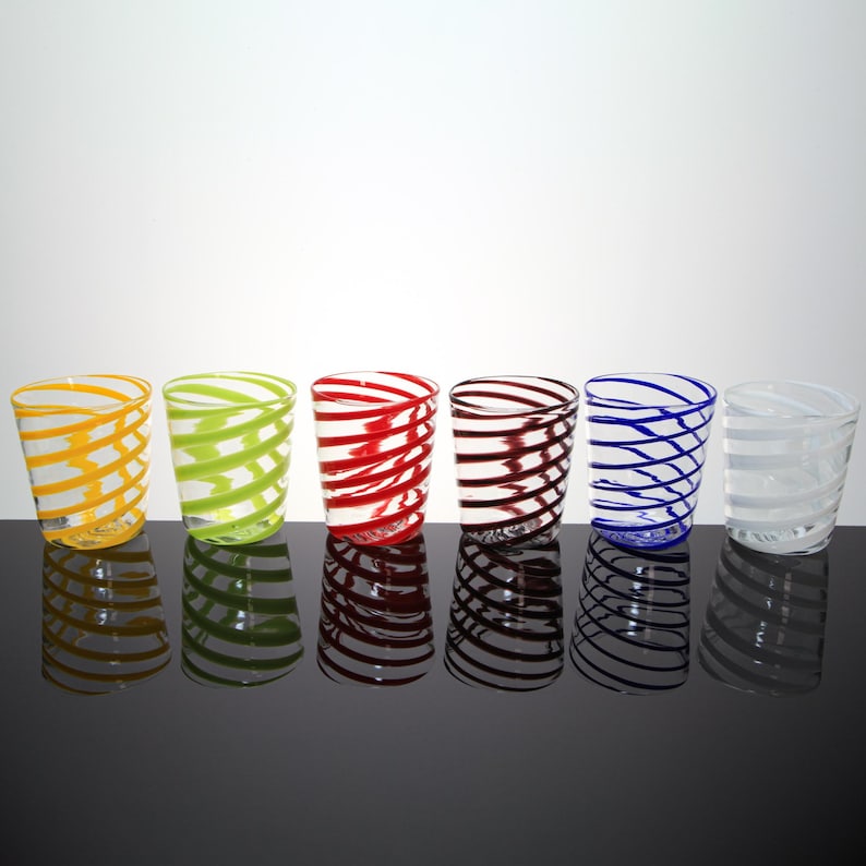 Six Glasses Set "spyral" - Murano Glass - Etsy