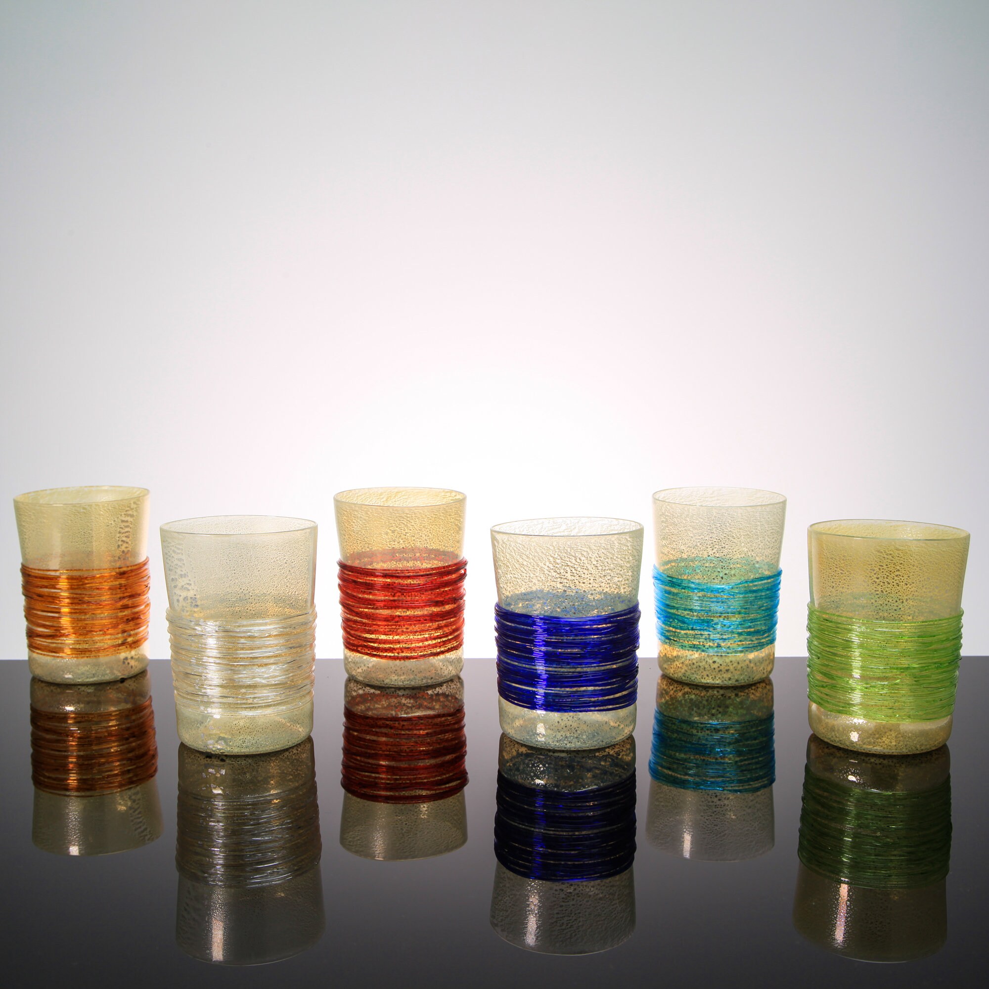 Six Glasses Set Gomitolo Murano Glass | Etsy