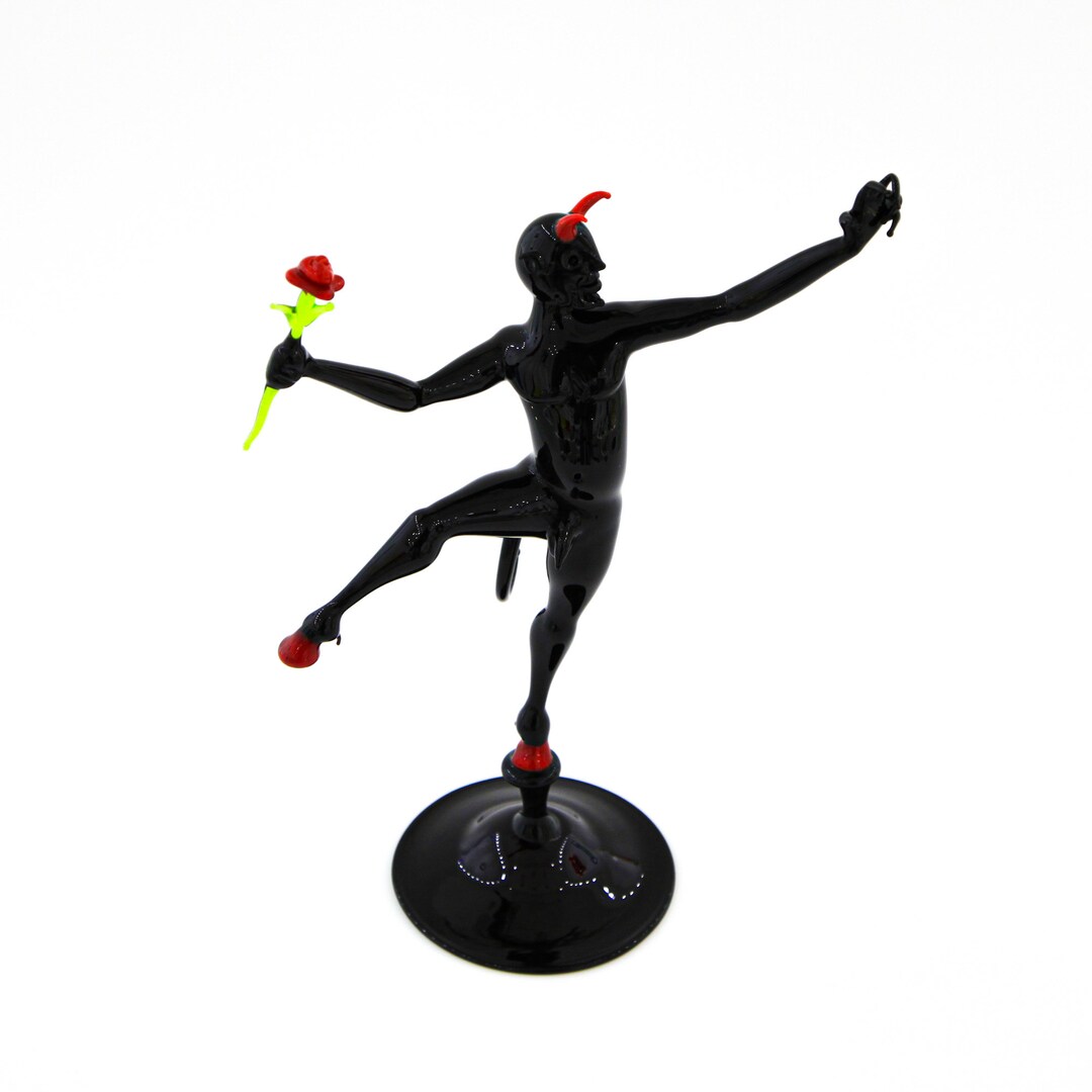 Black Devil With Red Rose Big Size - Murano Glass - Etsy