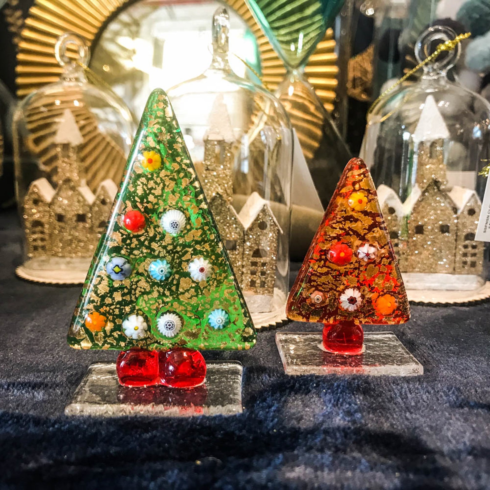 Christmas Trees Murrine and Gold Leaf Murano Glass | Etsy