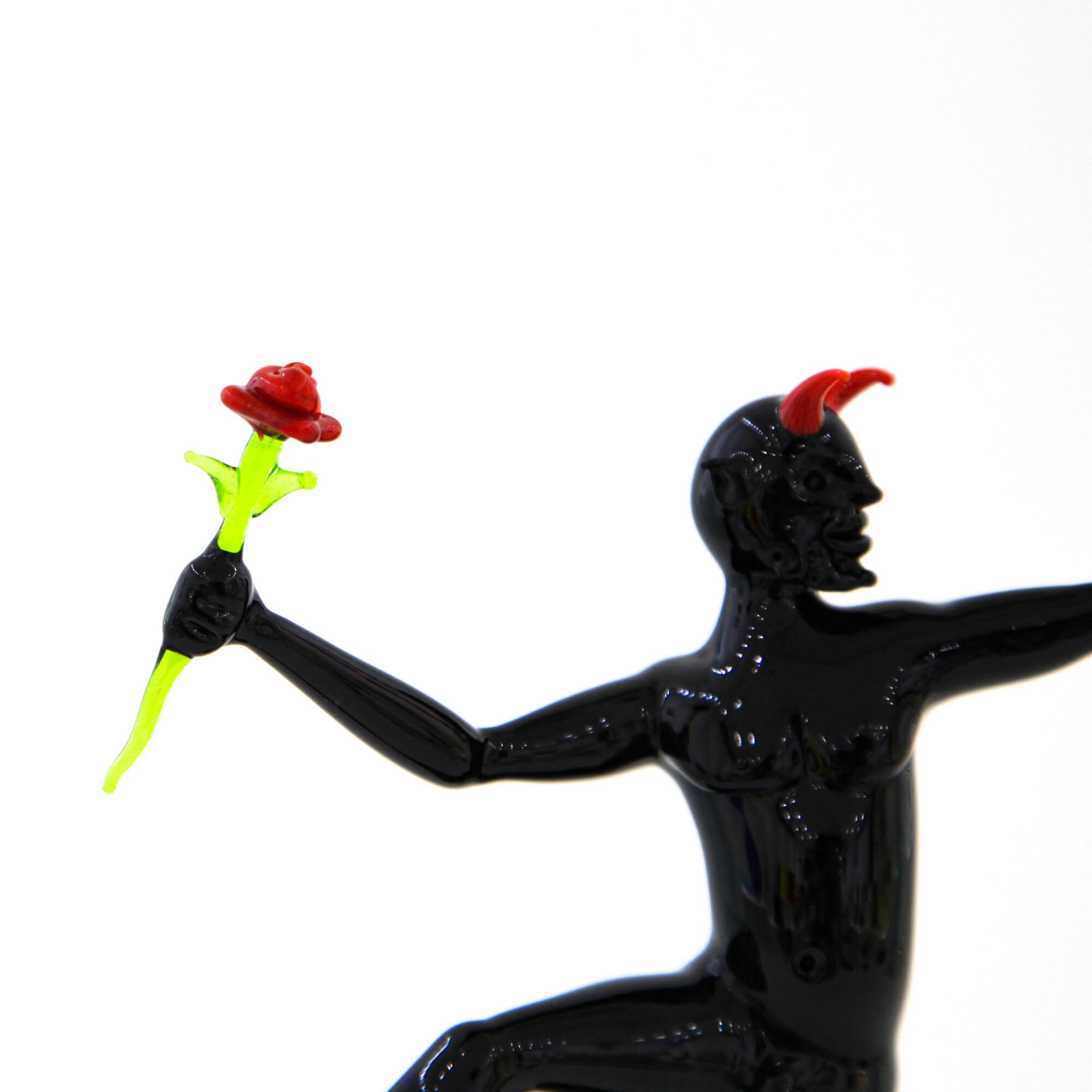 Black Devil With Red Rose Big Size Murano Glass - Etsy