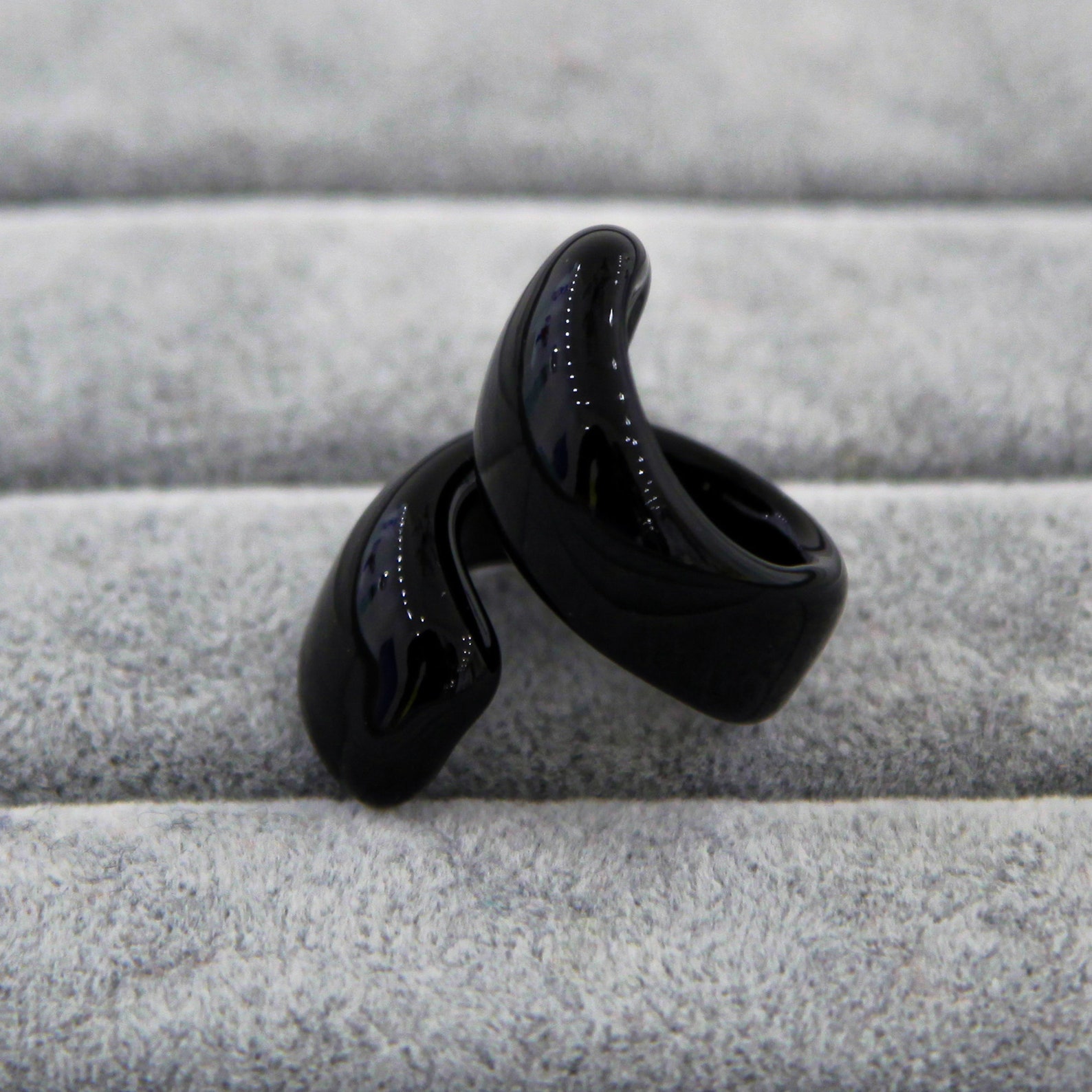 Black Ring Handmade Spiral - Murano Glass - Etsy