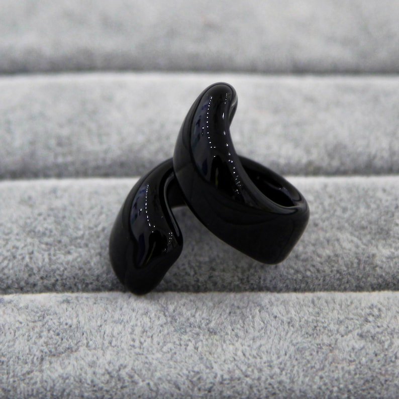 Black Ring Handmade spiral Murano Glass - Etsy