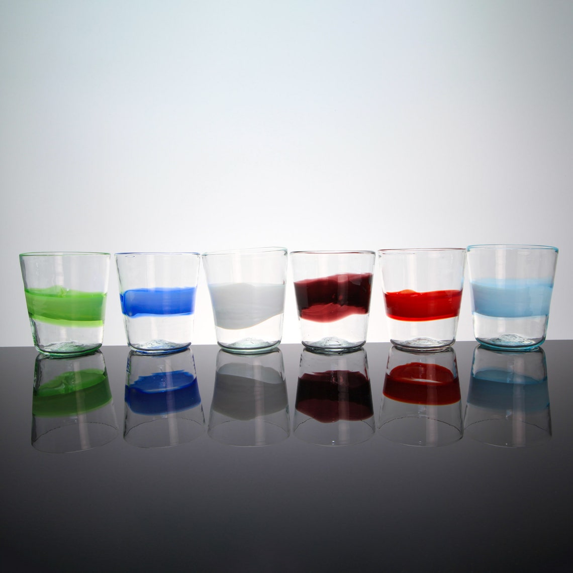 Six Glasses Set horizon Murano Glass - Etsy