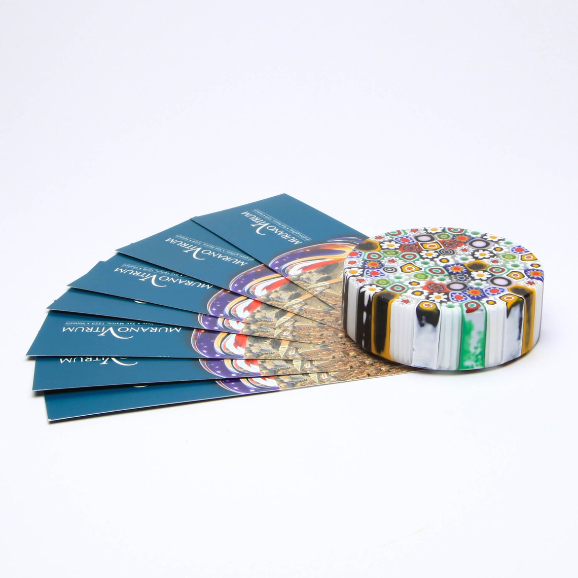 Paperweight With Murrine Round Big Size Murano Glass | Etsy